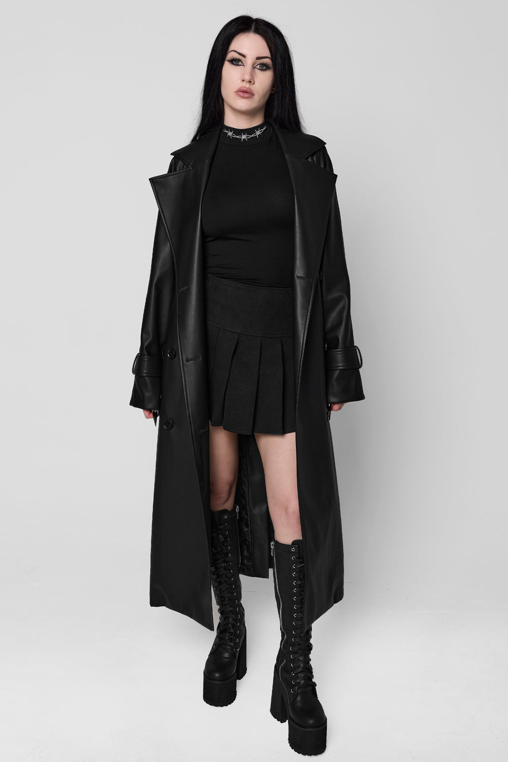 Mary Wyatt London - Mara Faux Leather Trench Coat