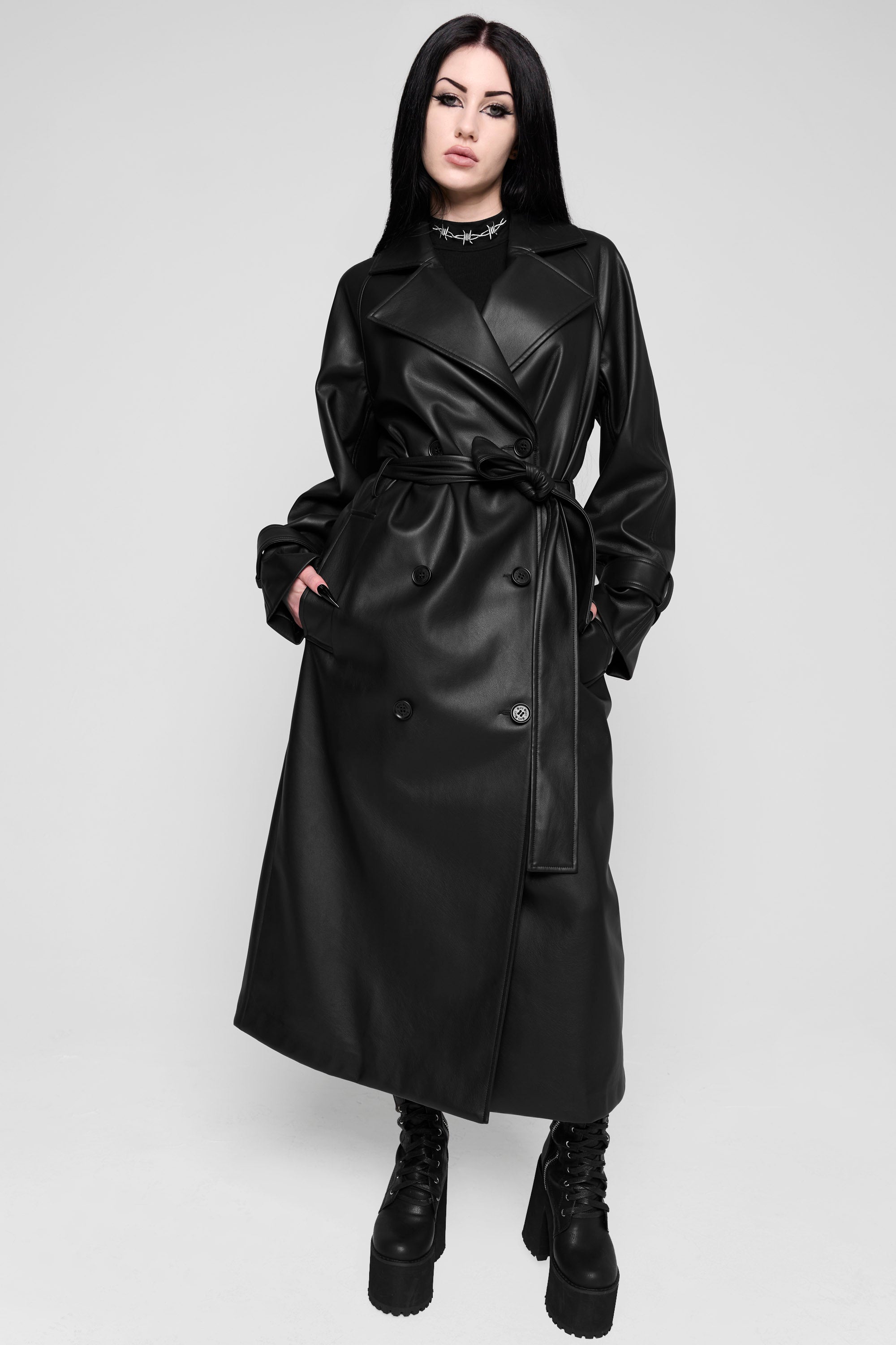 Mary Wyatt London - Mara Faux Leather Trench Coat